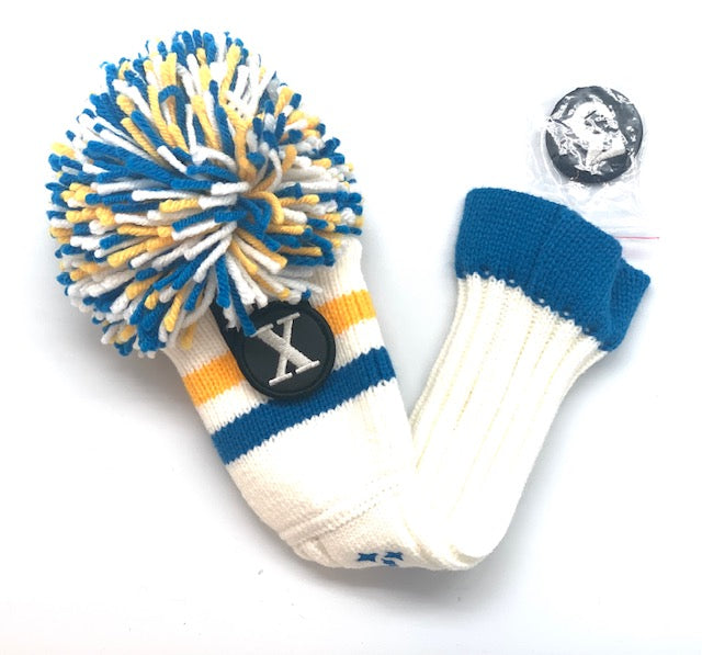 Two Stripe - White w/ Royal & Yellow Stripes - NEW! – Rocket Tour Golf